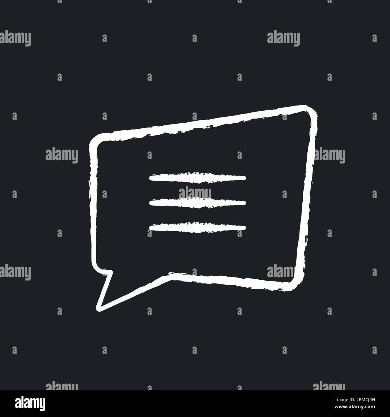 Comment box chalk white icon on black background. Empty chat cloud ...
