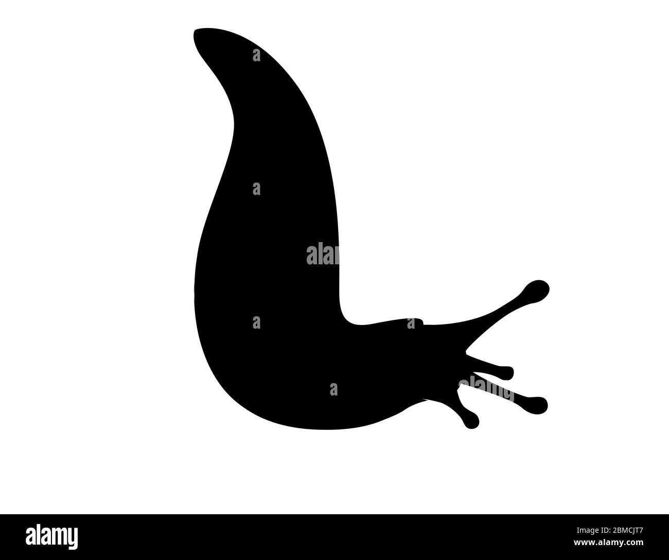 Black silhouette slug cartoon animal design flat vector illustration ...