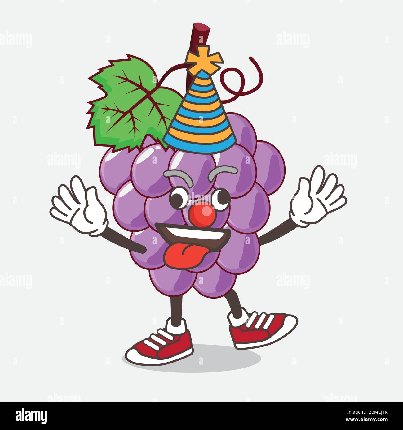 An illustration of Grape Fruit cartoon mascot character as funny clown ...