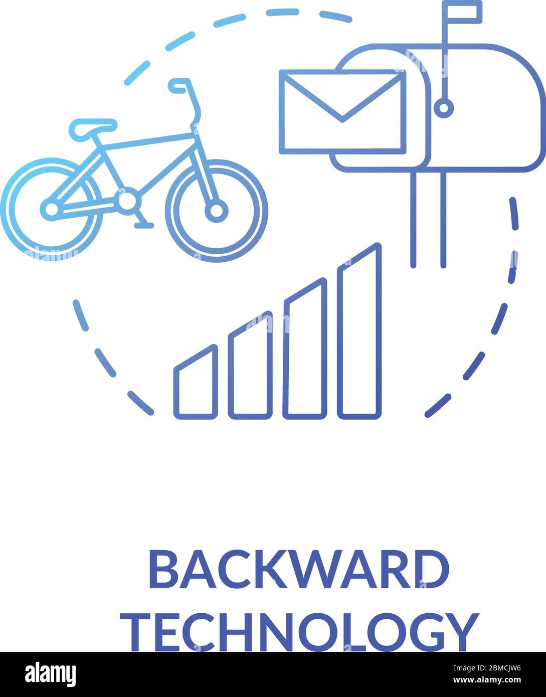 Backward technology blue concept icon. Country living disadvantage. Low ...