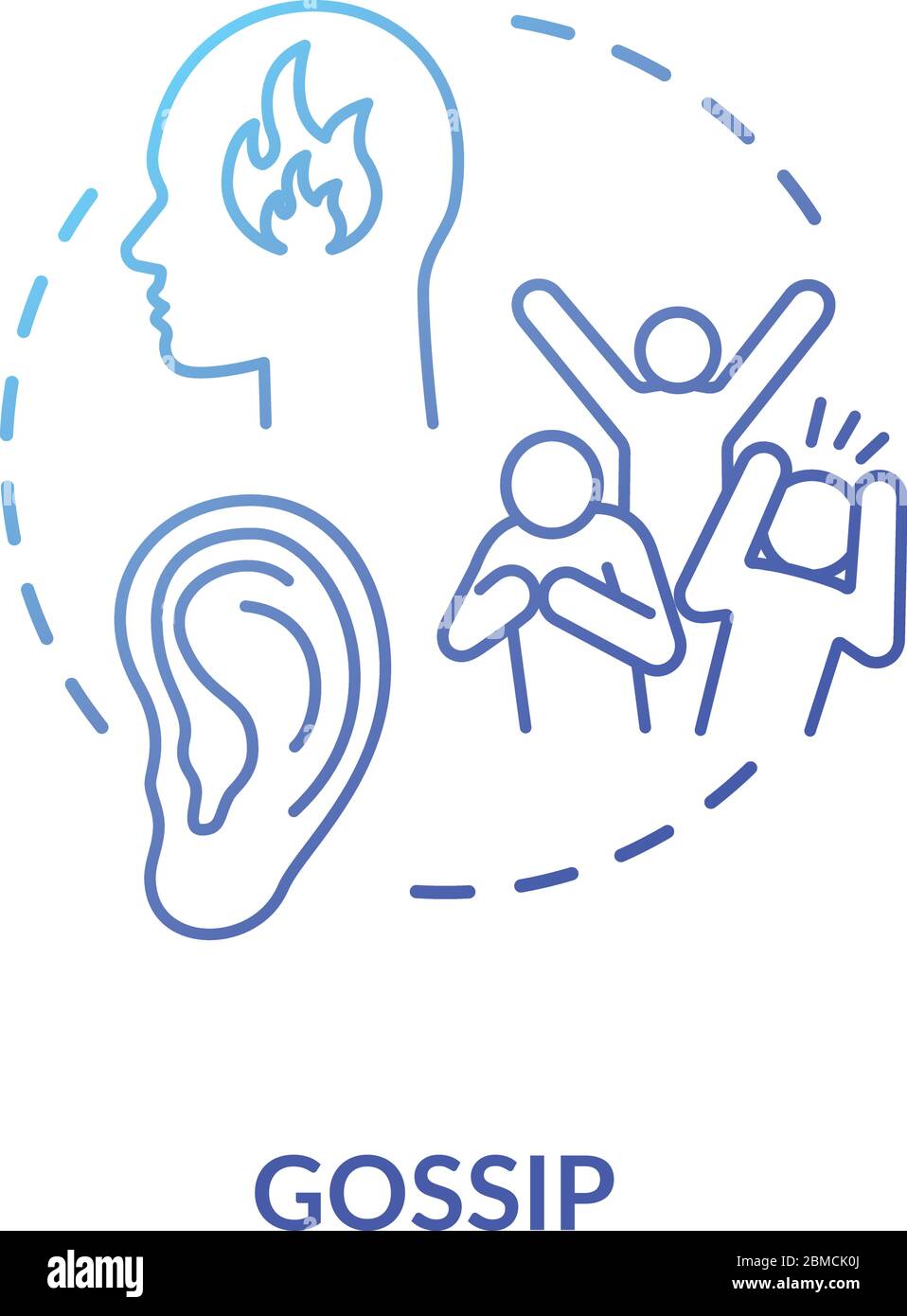 Gossip blue concept icon. People talk negatively. Ear listen to fake ...
