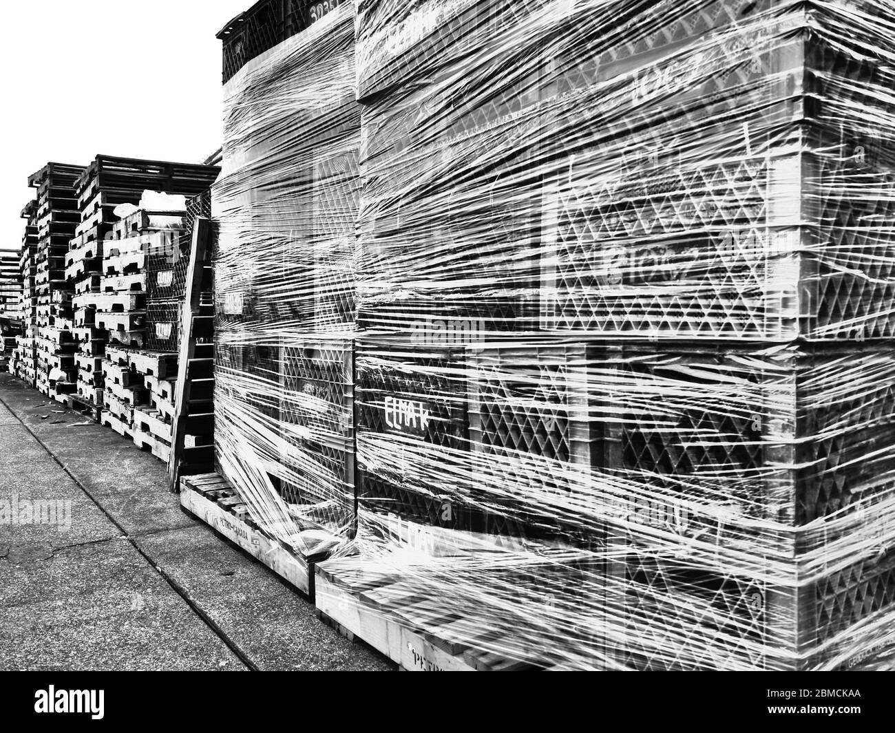 Freight crates Black and White Stock Photos & Images - Alamy