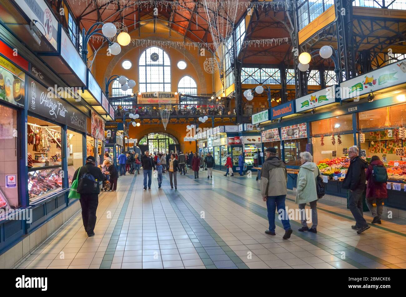 Budapest, Hungary - Nov 6, 2019: People shopping in the Great Market ...