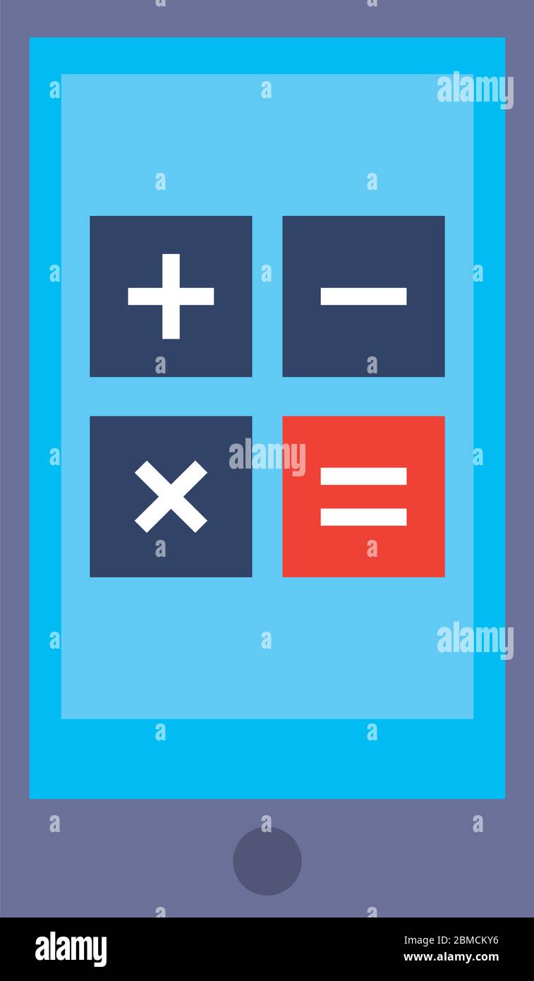 Smartphone with calculator flat style icon design, Mathematics finance ...