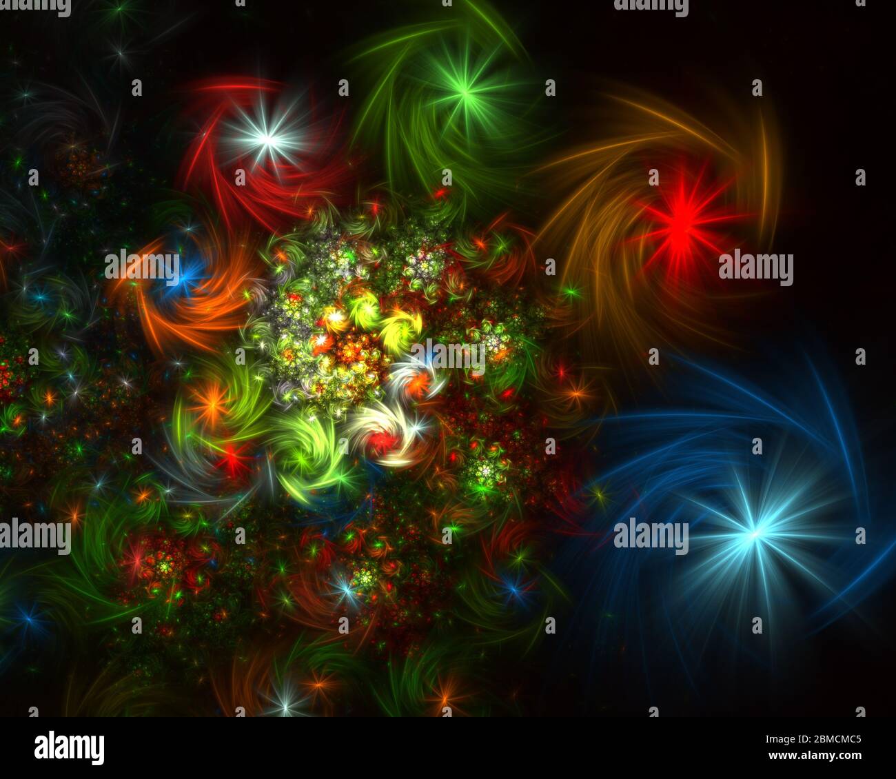 Colorful shiny vortex lines. Abstract holiday background. Fantastic light effect. Digital ...