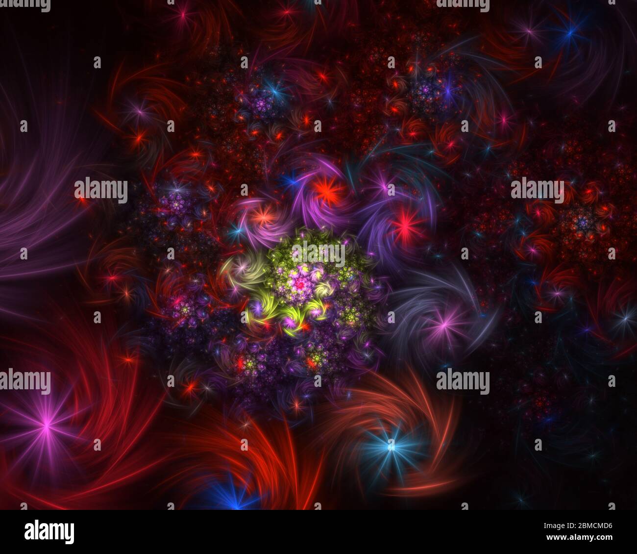 Colorful shiny vortex lines. Abstract holiday background. Fantastic light effect. Digital ...