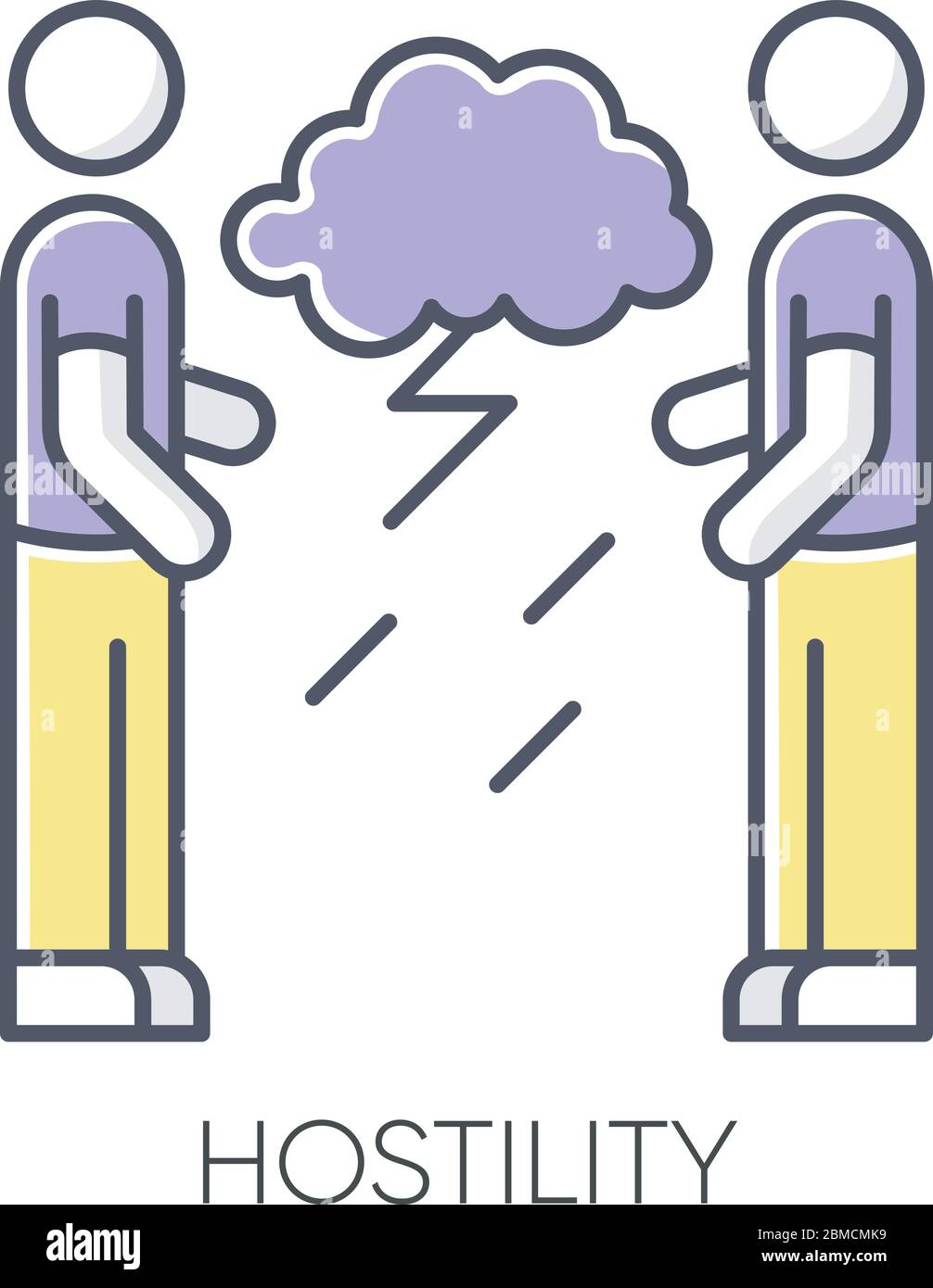 Hostility RGB color icon. Aggressive behaviour. Dispute with offended ...