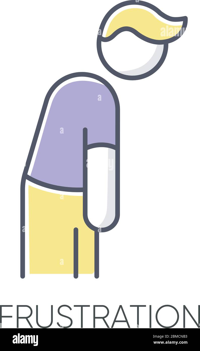 Frustration RGB color icon. Burnout symptom. Man suffer from anxiety ...