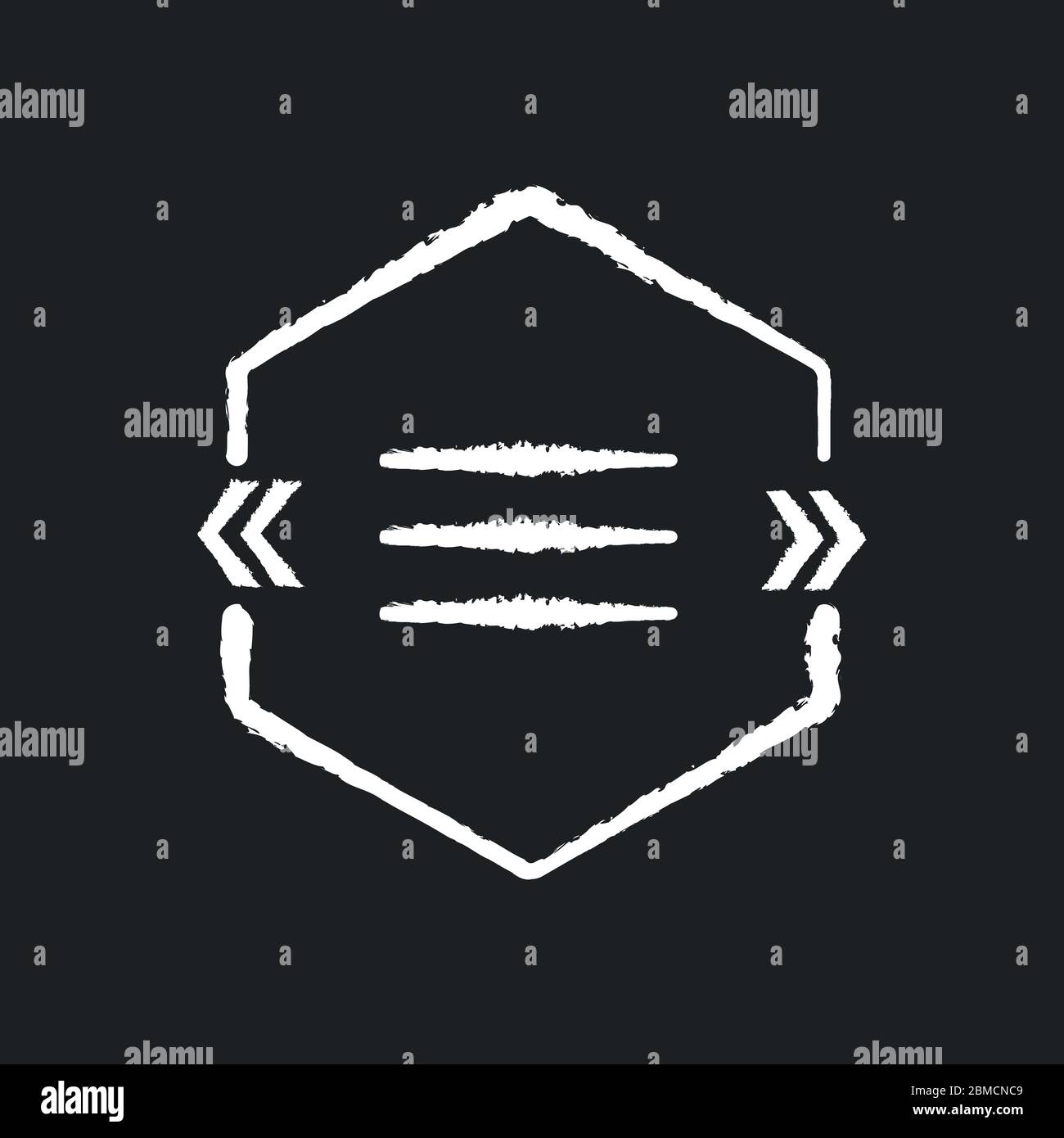 Textbox with angle quotes chalk white icon on black background. Empty ...