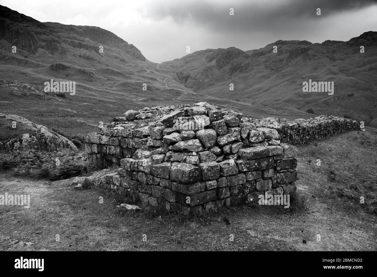 Remains of the Roman fort of Hardknott, Hardknott Pass, Lake District ...