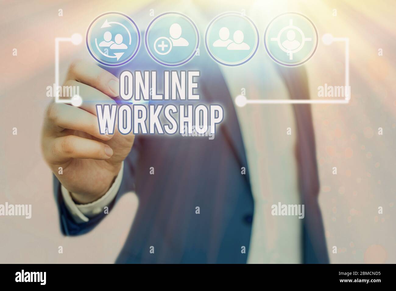 Text sign showing Online Workshop. Business photo text shows of goods ...