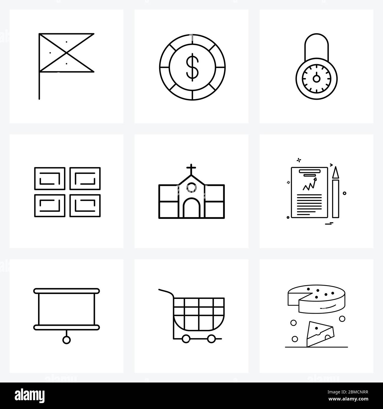 Stock Vector Icon Set of 9 Line Symbols for home, Christmas, locked ...