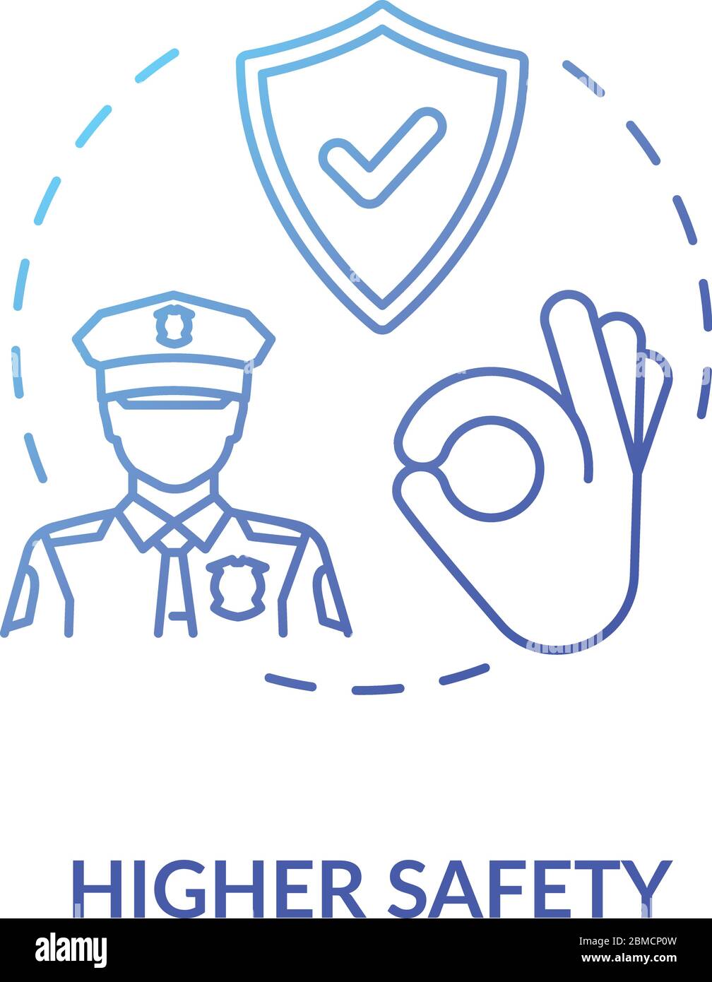 Higher safety blue concept icon. Privacy safety. Reliable guard and ...