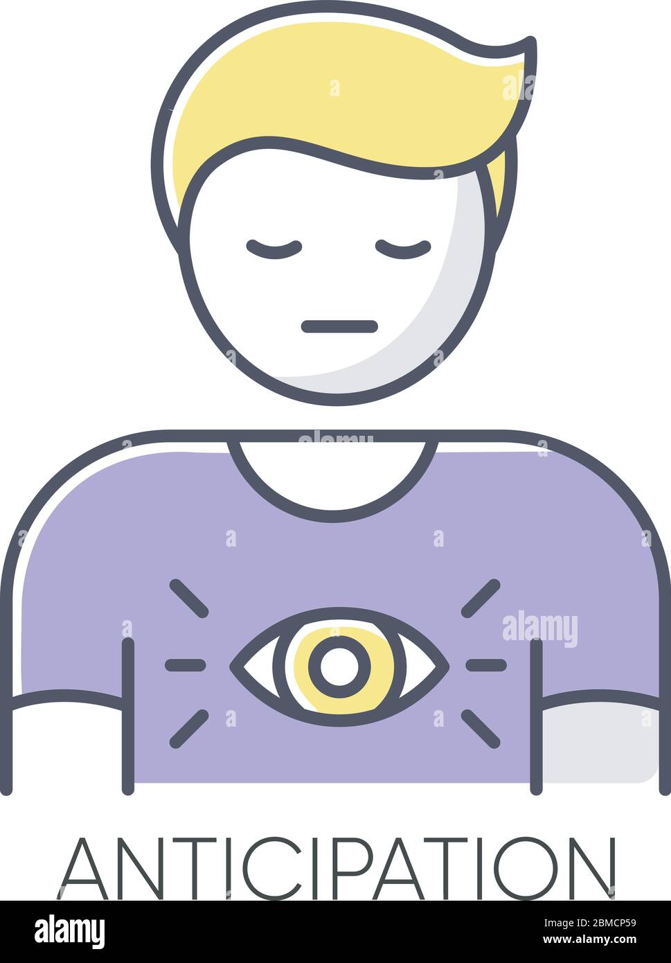 Anticipation RGB color icon. Man expecting future. Person with ...