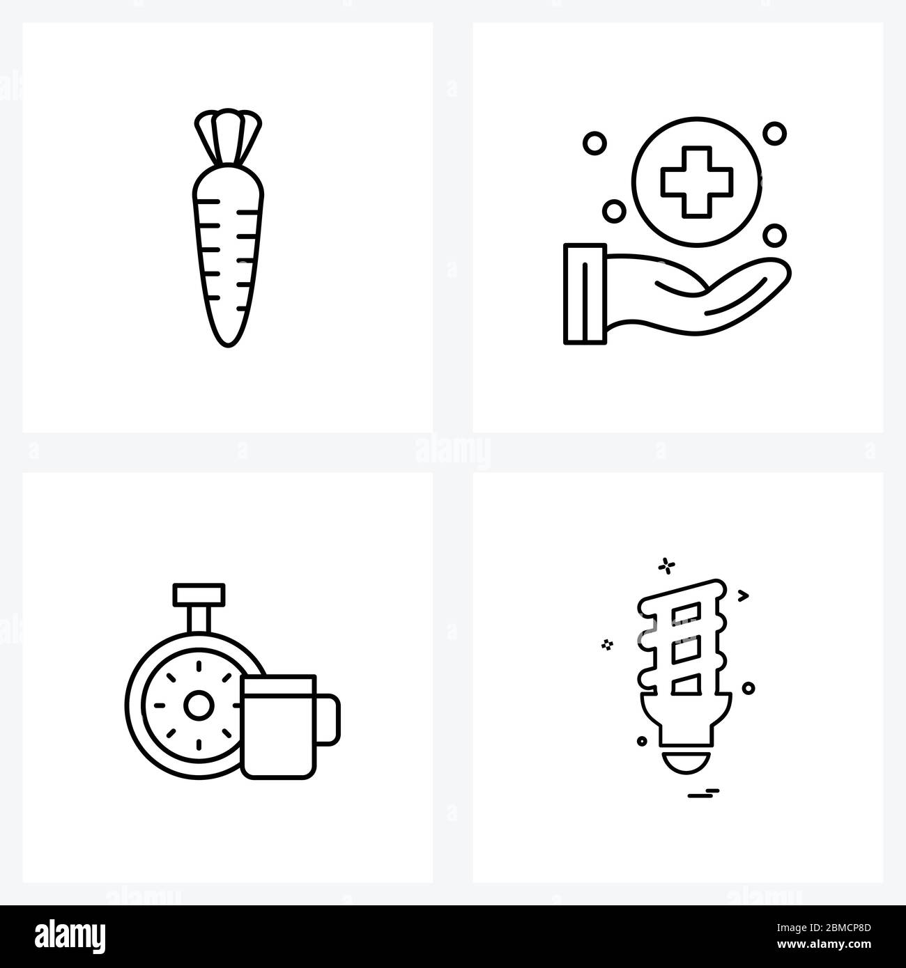 Set of 4 Simple Line Icons for Web and Print such as carrot, pause ...