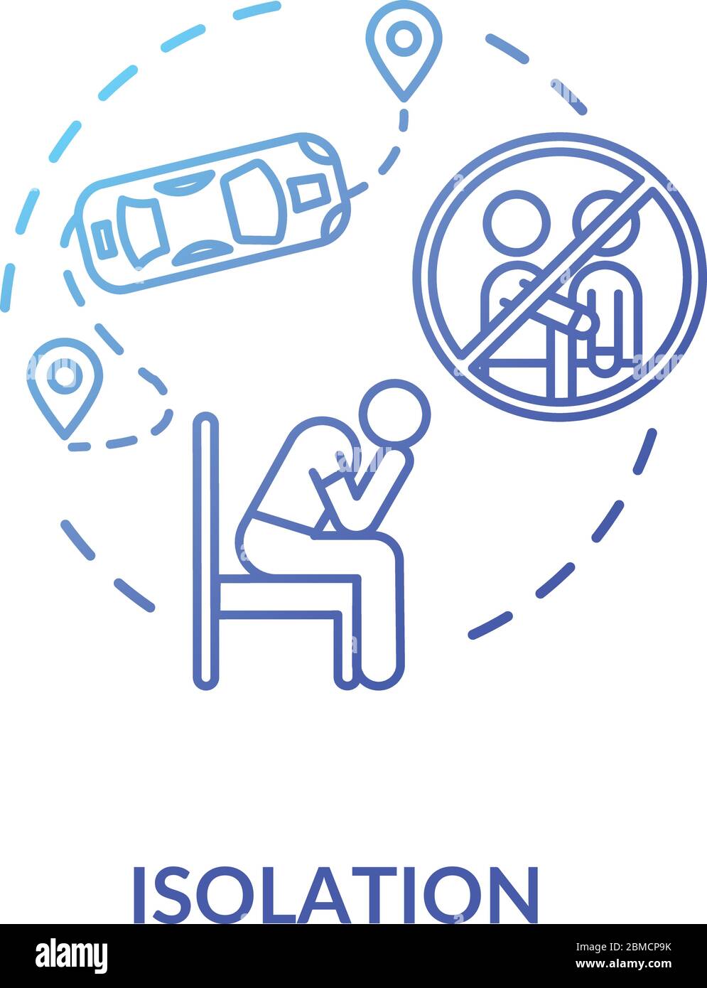 Isolation blue concept icon. Loneliness and depression. Psychological ...