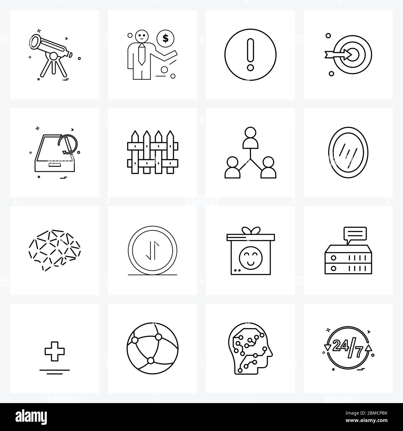 Set of 16 Line Icon Signs and Symbols of refresh, box, info, drop box ...