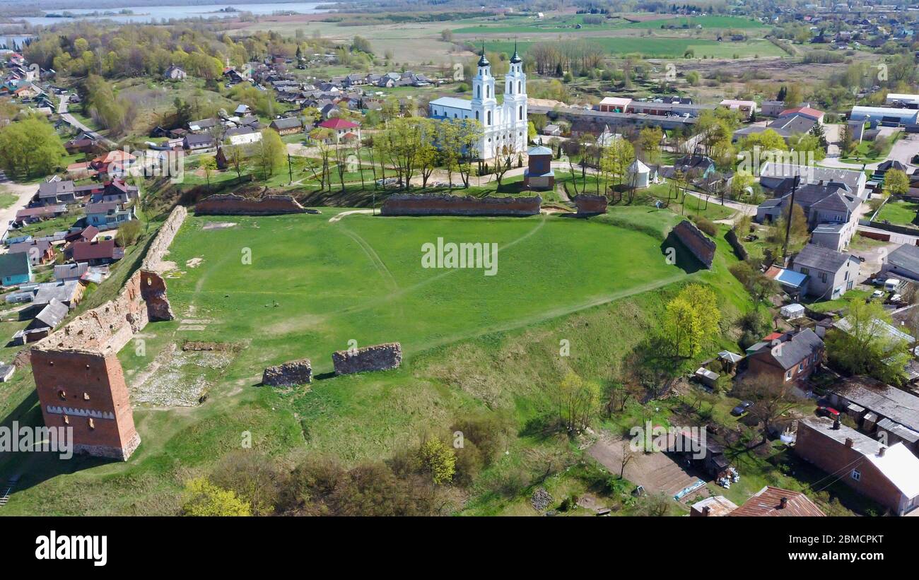 Aerial View of the Ludza Medieval Castle Ruins on a Hill Between Big ...