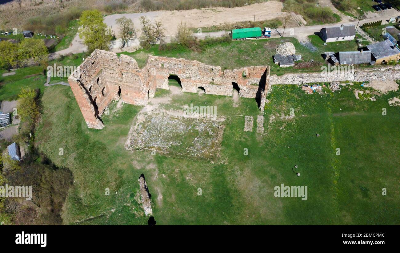 Aerial View of the Ludza Medieval Castle Ruins on a Hill Between Big ...