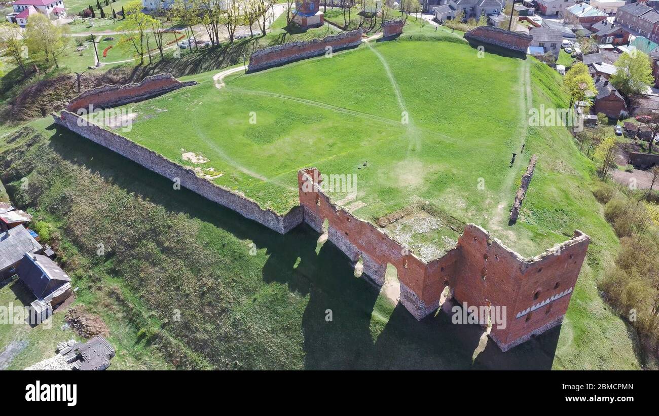 Aerial View of the Ludza Medieval Castle Ruins on a Hill Between Big ...