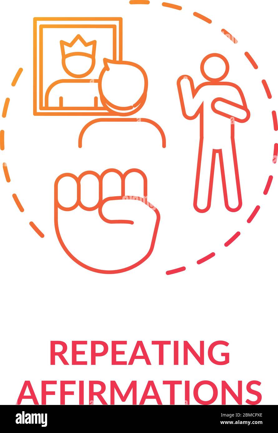 Repeating affirmations concept icon. Personal growth, self motivation ...