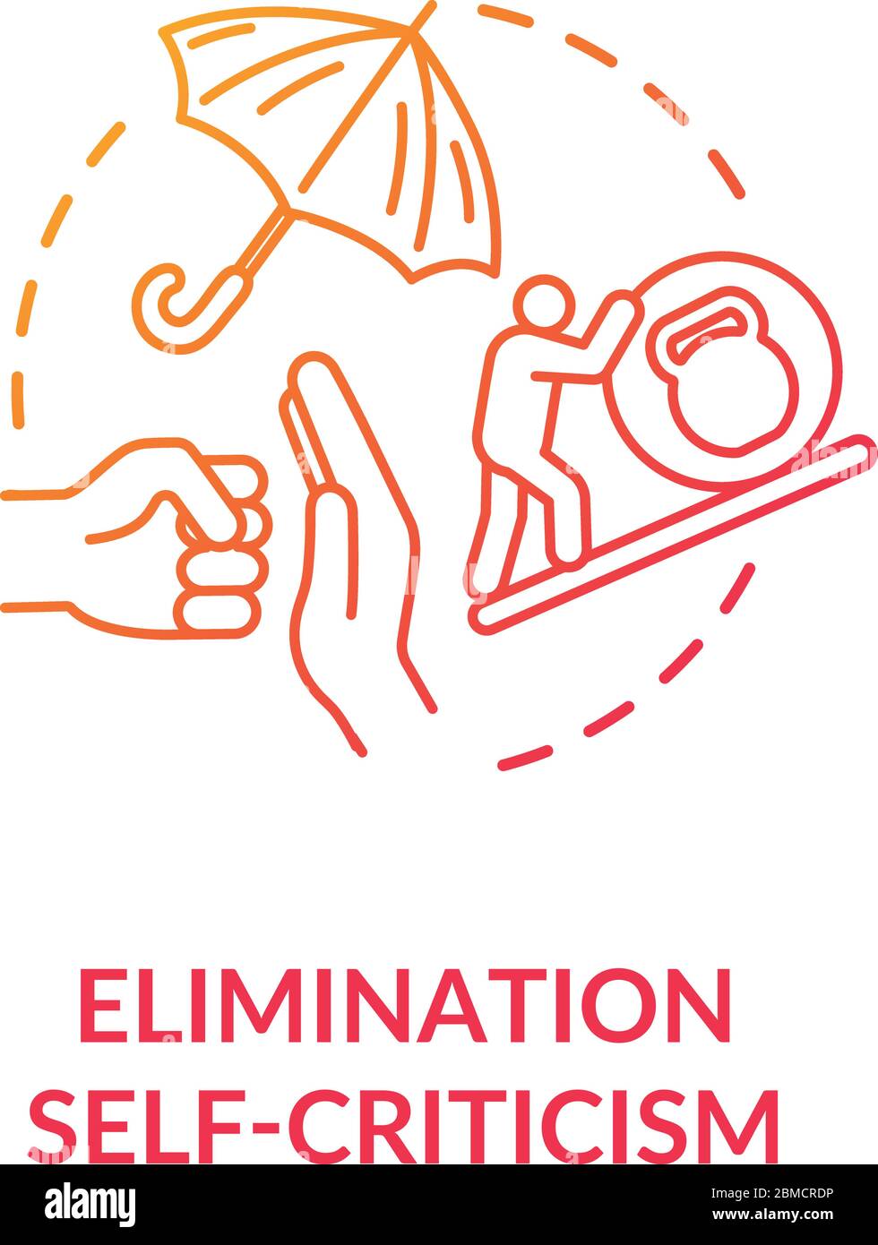 Self criticism elimination concept icon. Personal growth, attitude ...