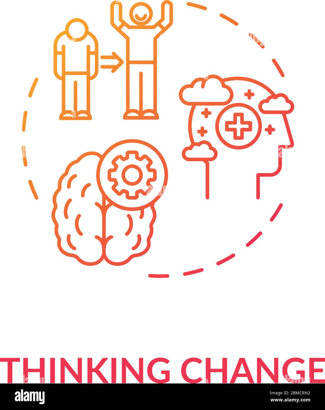 Thinking change concept icon. Personal improvement, emotional growth ...