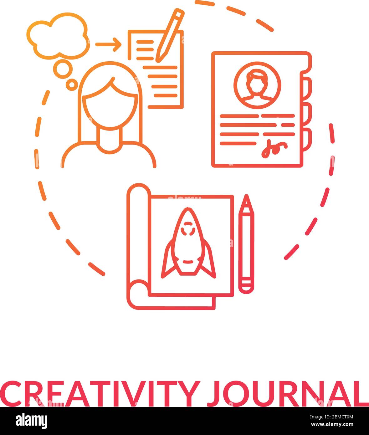 Creativity journal concept icon. Personal growth, self development idea ...