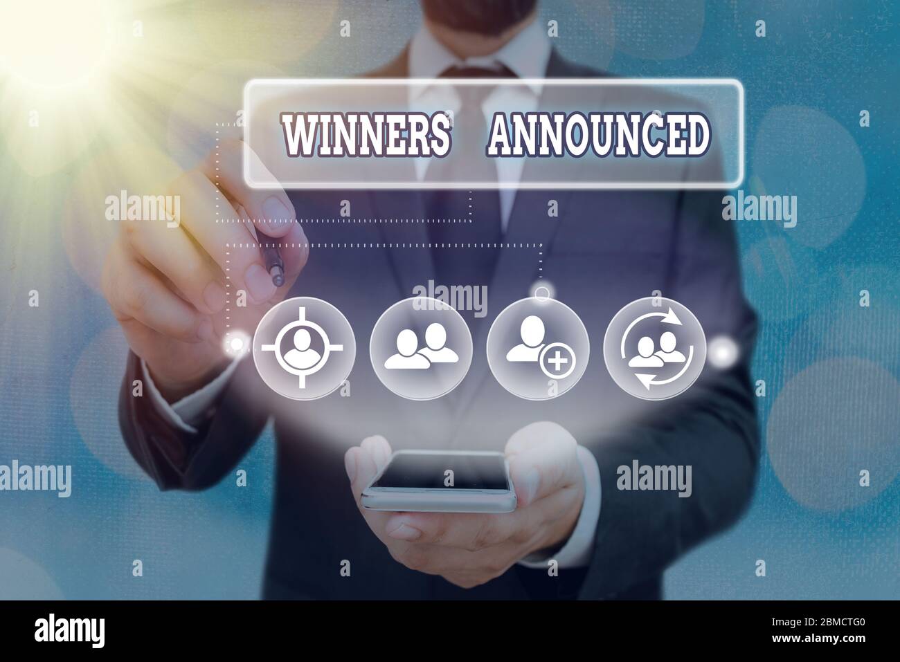 Text sign showing Winners Announced. Business photo showcasing ...
