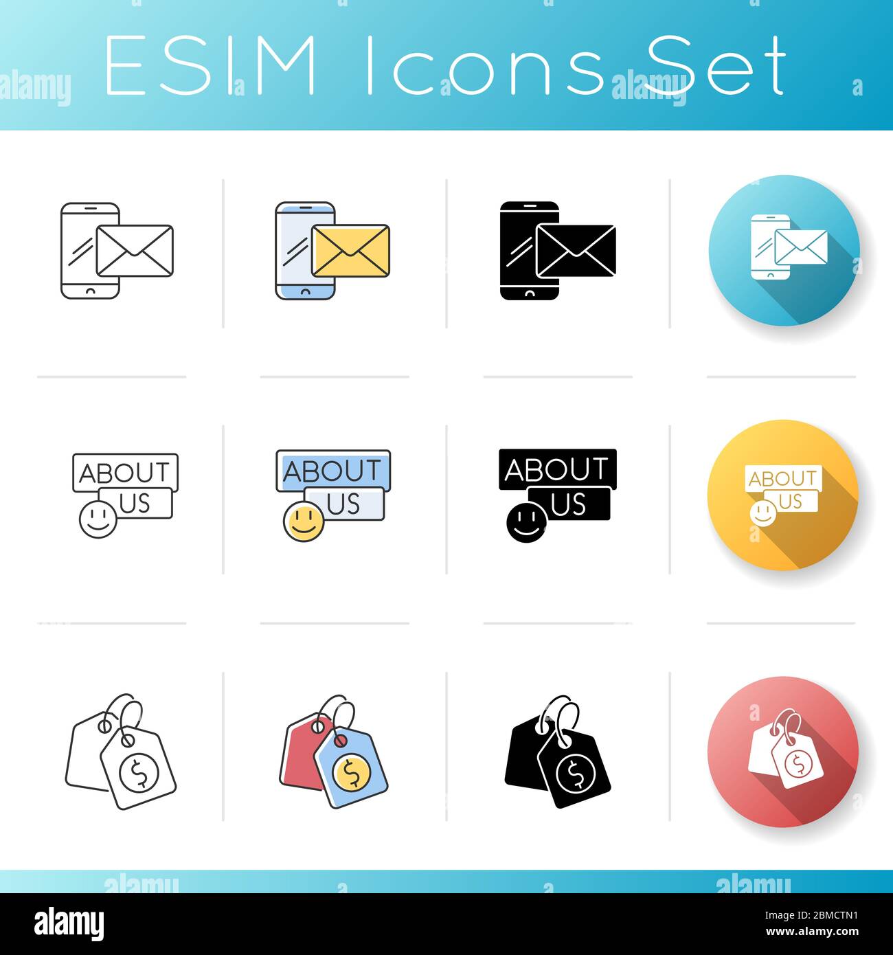 Internet store icons set. Receive message on mobile phone. Company ...