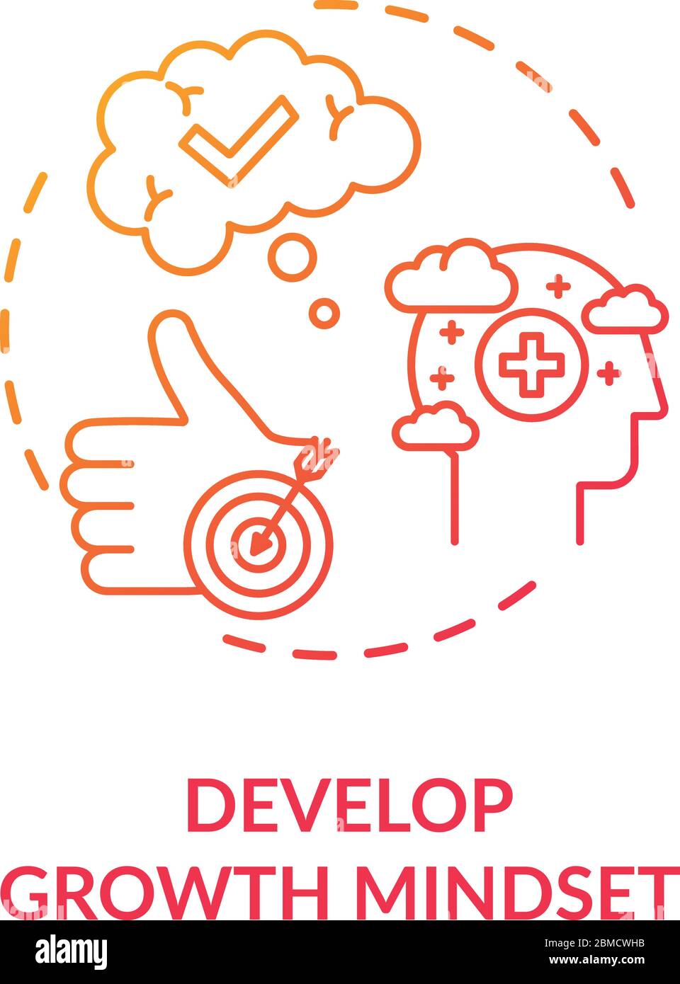 Develop growth mindset concept icon. Personal development, self ...