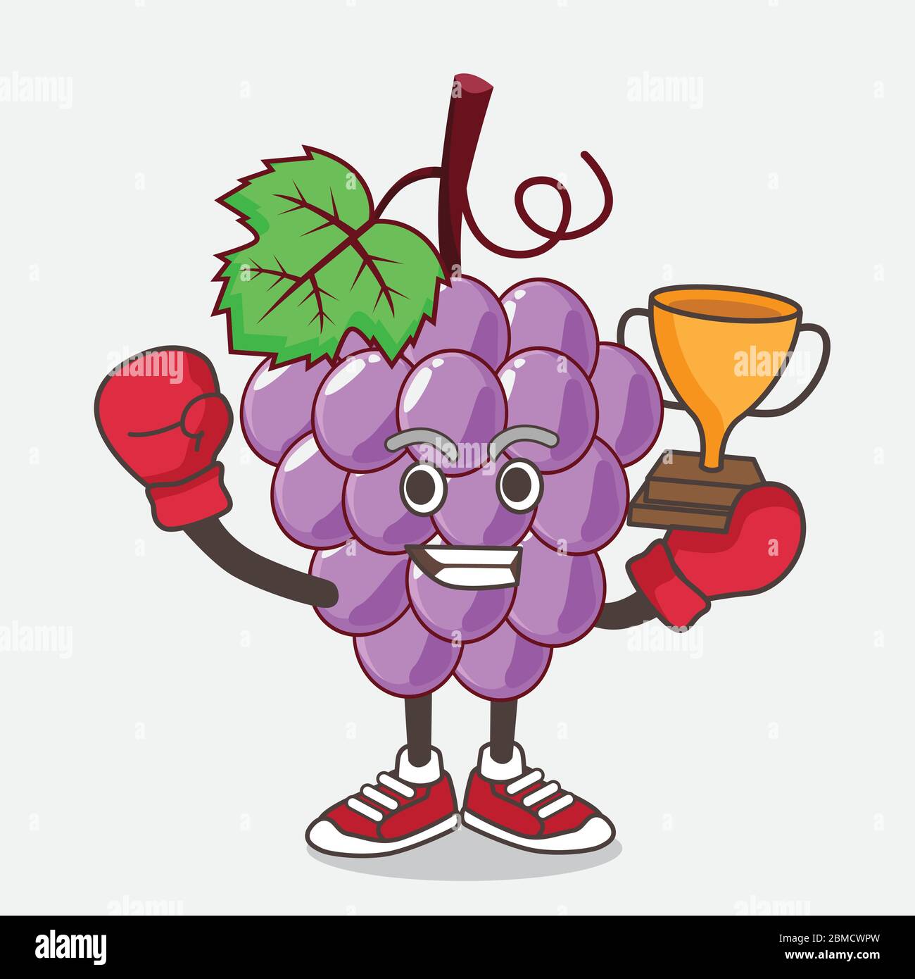 An illustration of Grape Fruit cartoon mascot character as Boxing ...