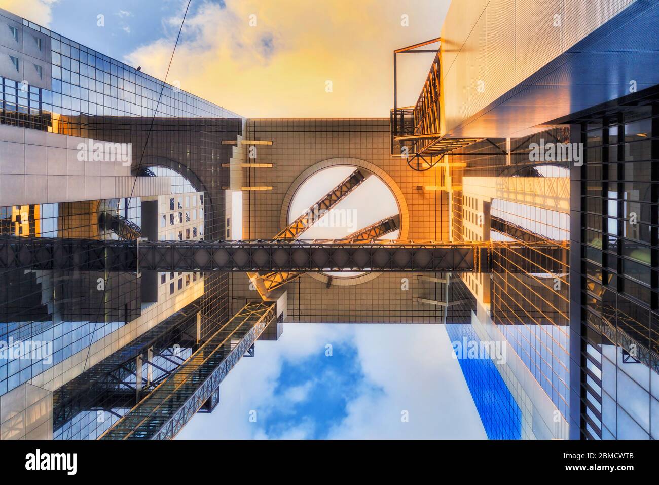 Modern urban architecture in Osaka city CBD - high-rise office building ...