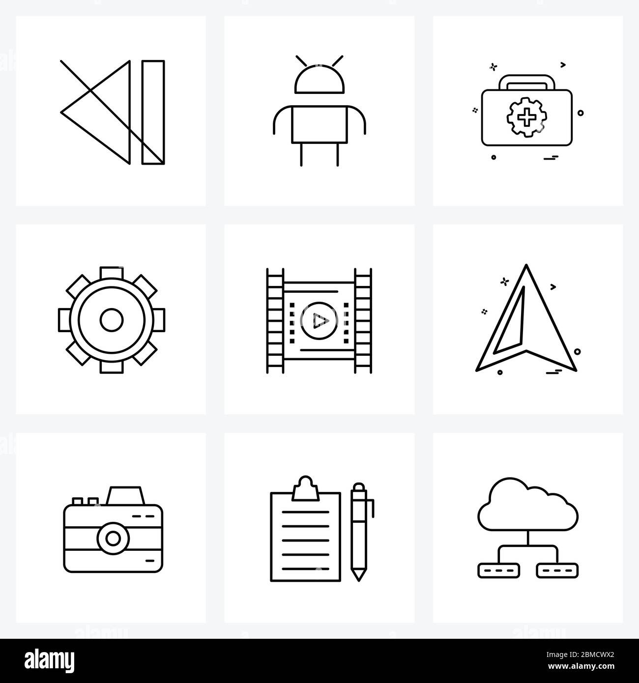 9 Universal Line Icon Pixel Perfect Symbols of player, settings ...