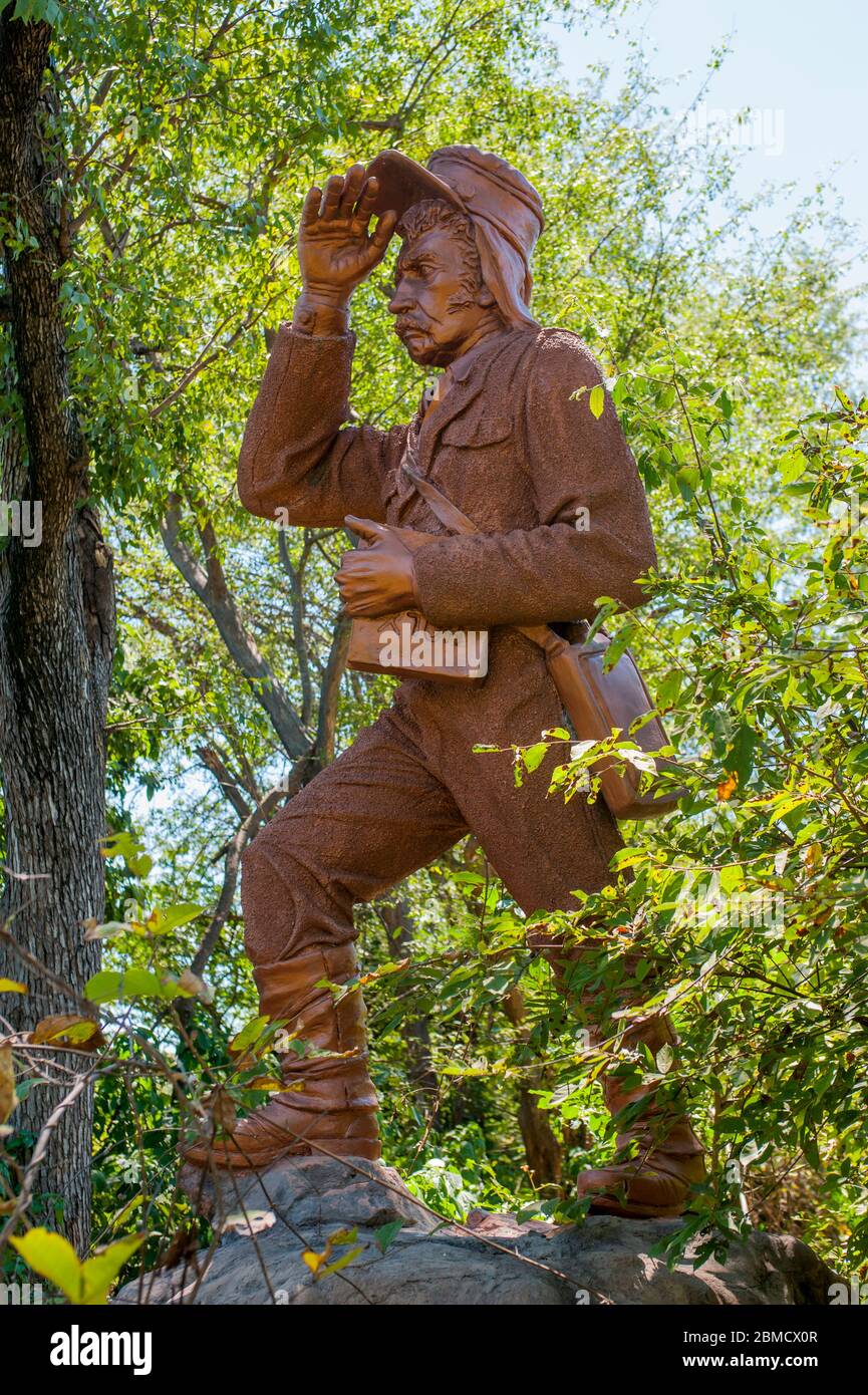 The memorial statue of the British explorer David Livingston at ...