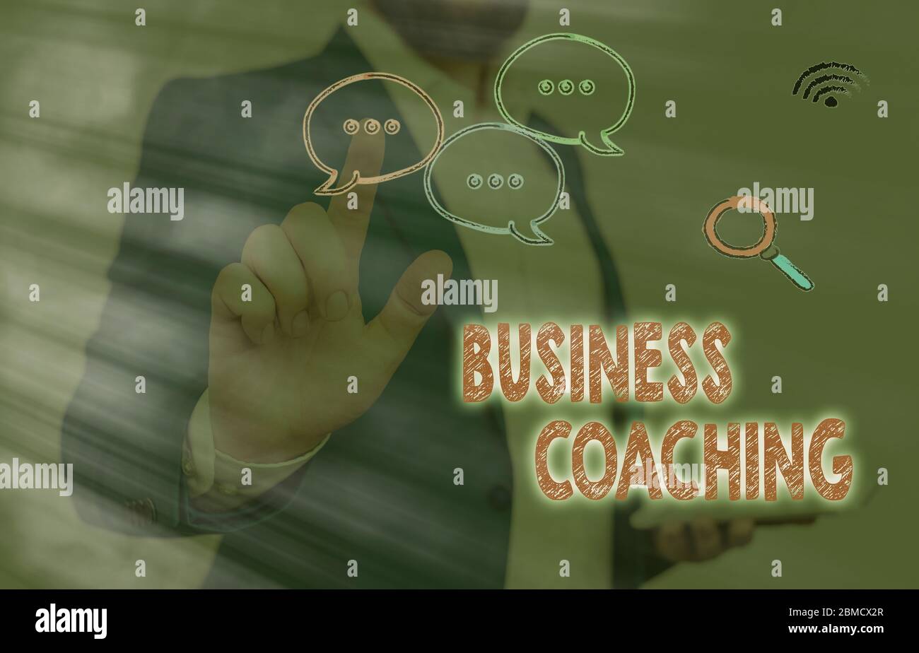 Text sign showing Business Coaching. Business photo text Helping employees become more active ...