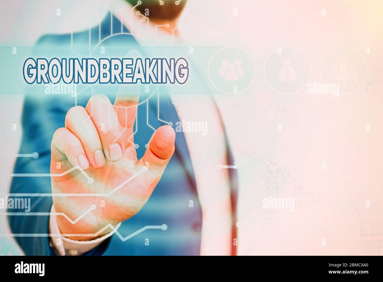 Text sign showing Groundbreaking. Business photo showcasing Very new ...