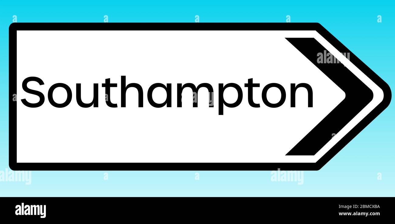 A graphic illlustration of a British road sign pointing to Southampton ...