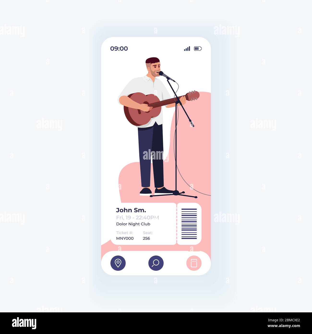 Event tickets booking application smartphone interface vector template ...