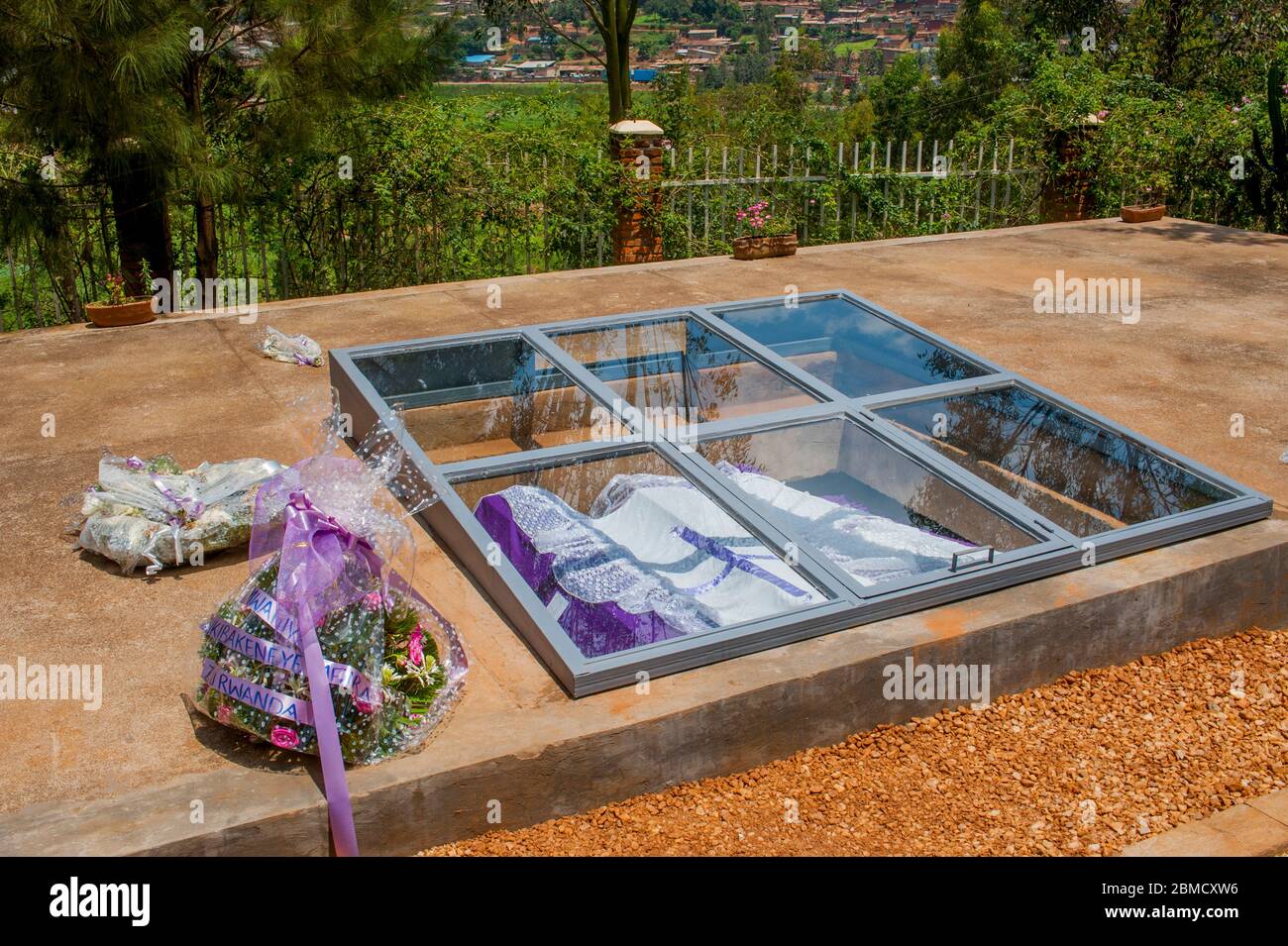 View of the mass graves at the Kigali Genocide Memorial in Rwanda is ...