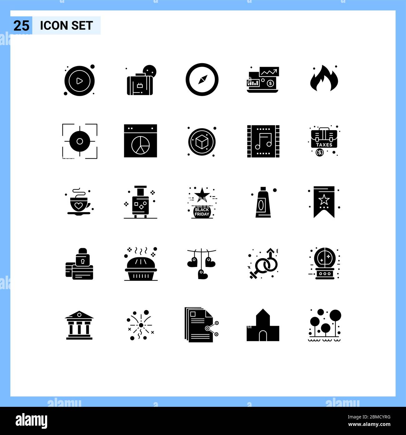 25 Thematic Vector Solid Glyphs and Editable Symbols of construction ...