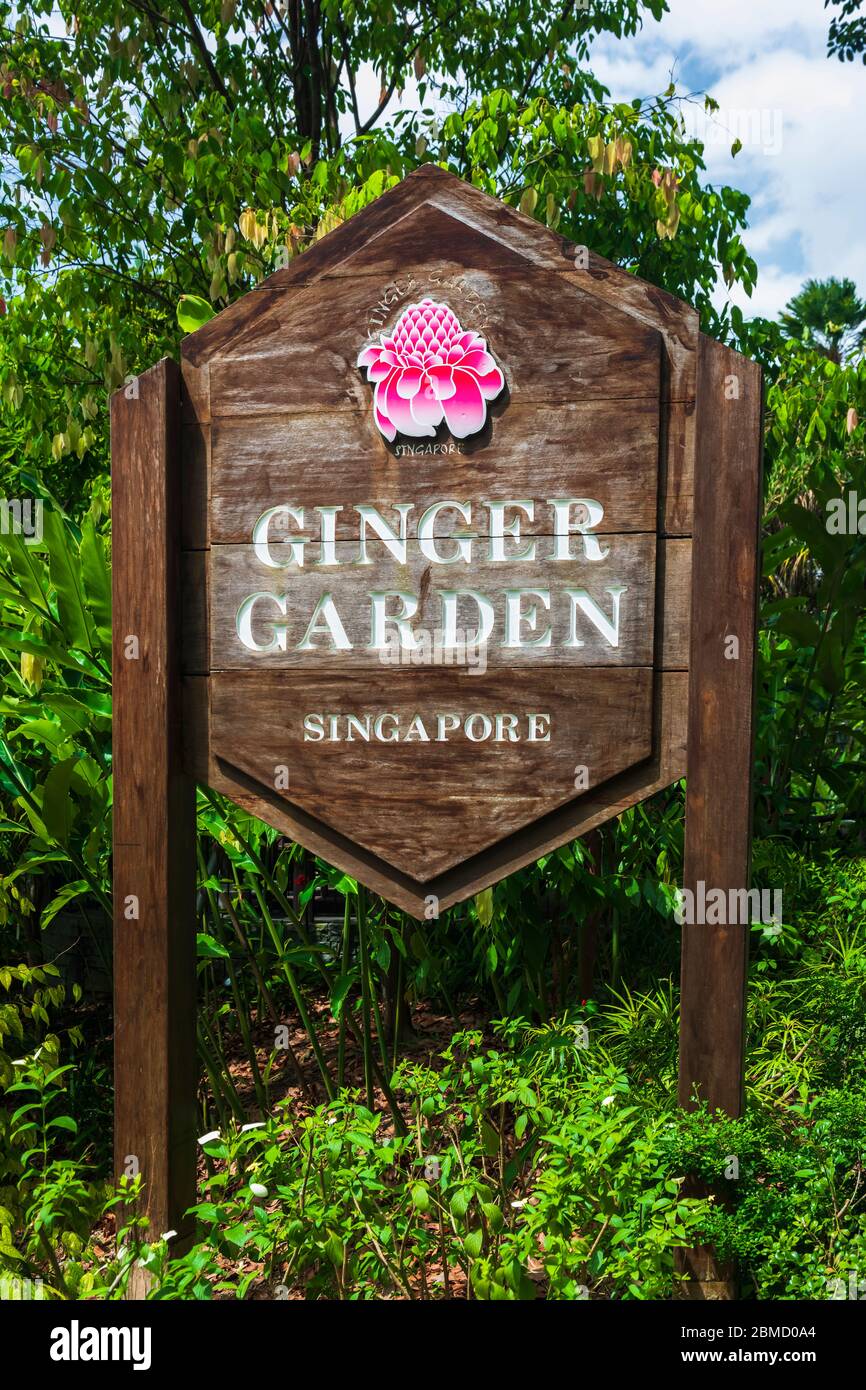 Entrance sign at the Ginger Garden, Singapore Botanic Gardens ...