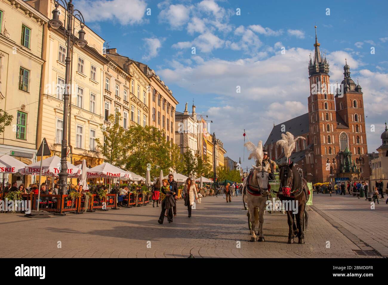 The market square (Rynek Glowny) with the 14th-century Gothic basilica ...