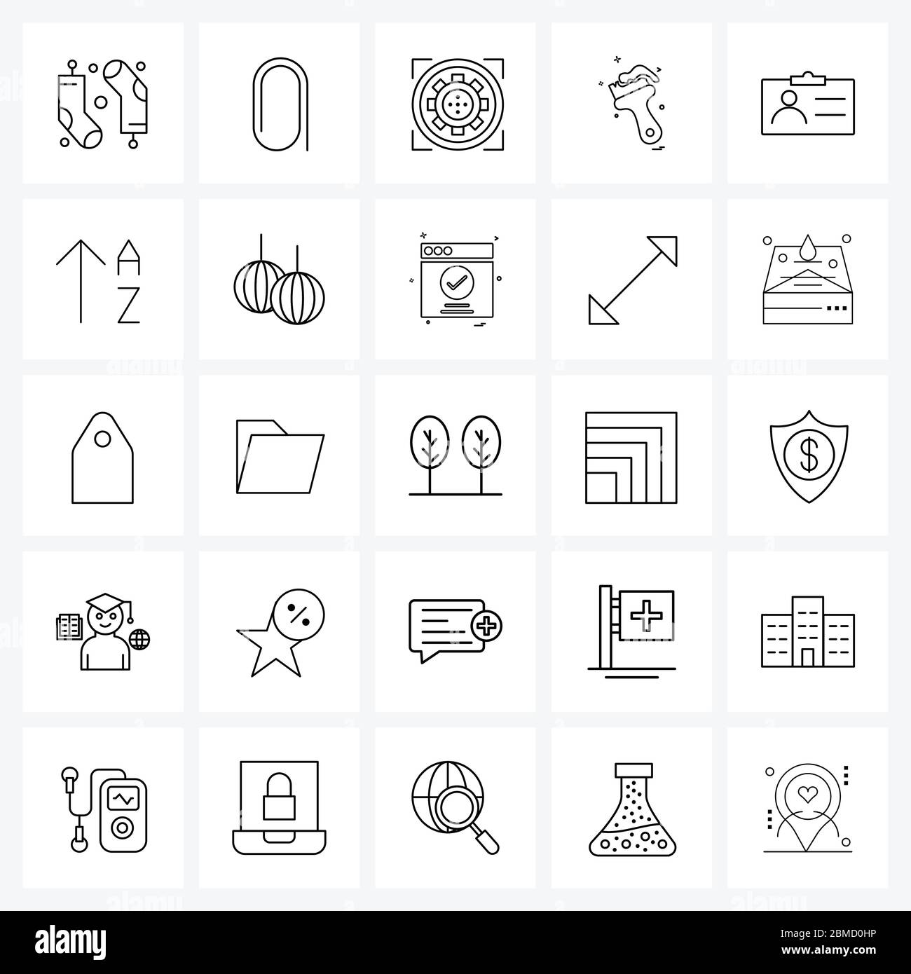 25 Universal Line Icon Pixel Perfect Symbols of card, id card, gear ...