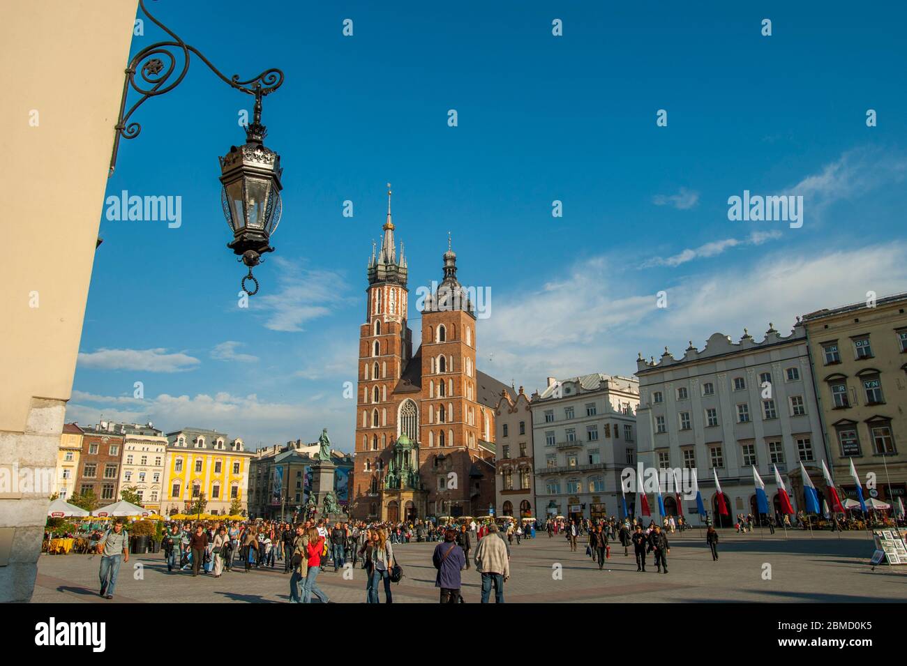The market square (Rynek Glowny) with the 14th-century Gothic basilica ...