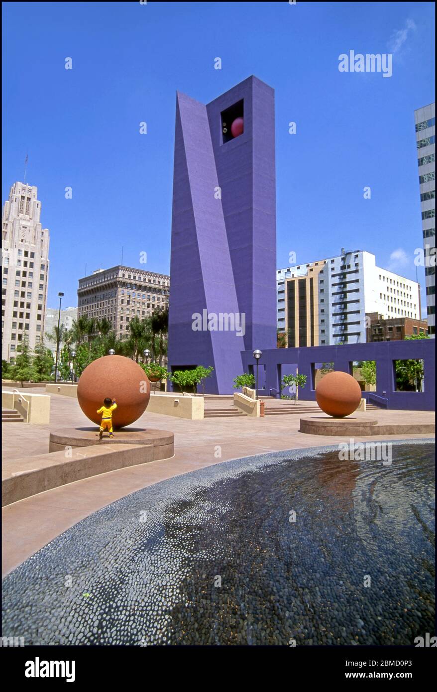 Pershing Square park in Downtown Los Angeles circa 1980s Stock Photo ...