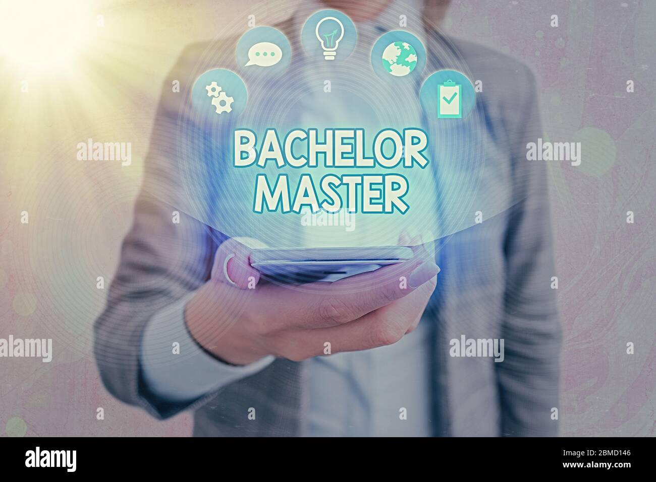 Text sign showing Bachelor Master. Business photo showcasing An ... Text sign showing Bachelor Master. Business photo showcasing An ...