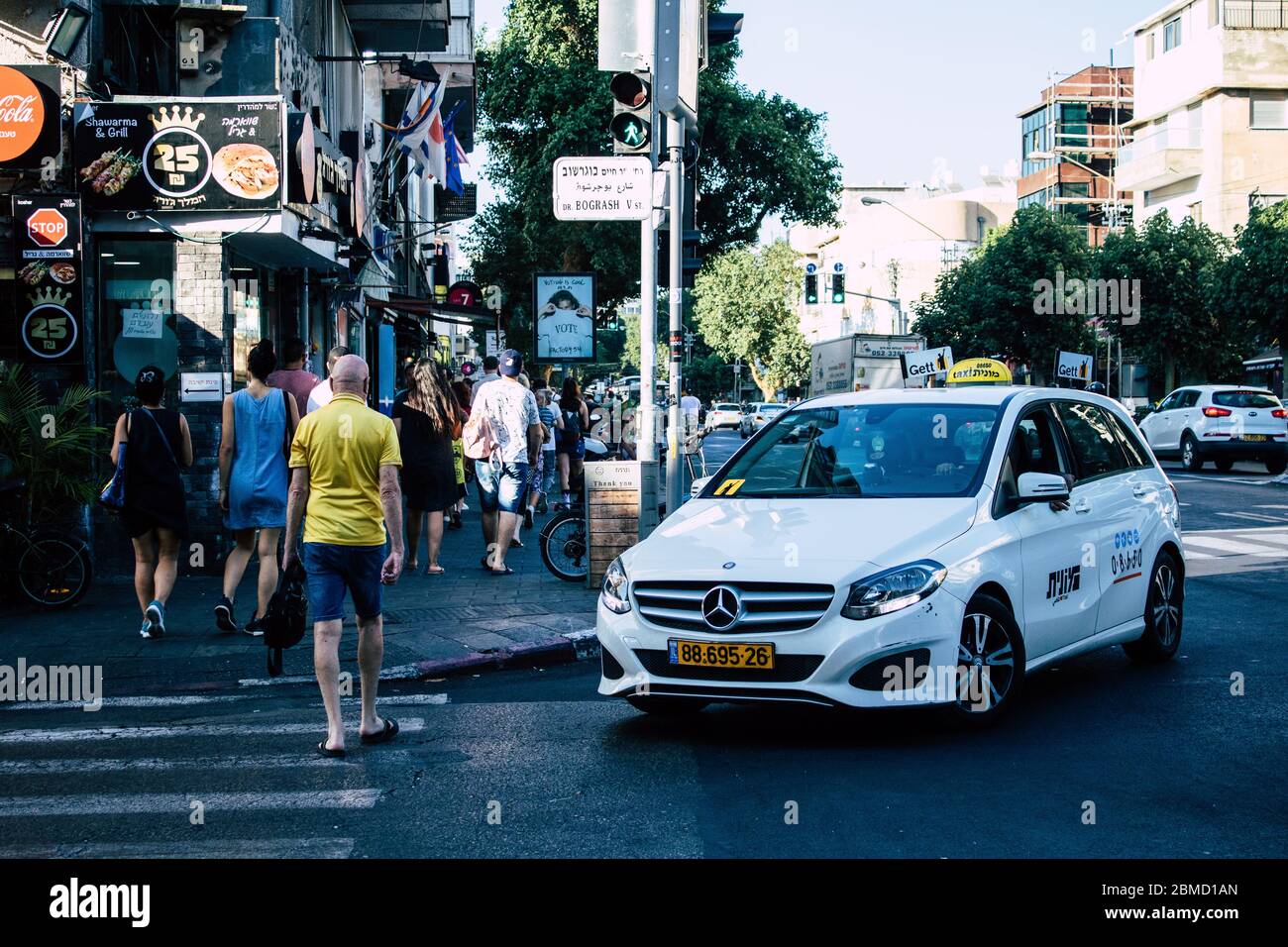 Tel Aviv Israel September 05, 2019 View of traditional Israeli taxi ...