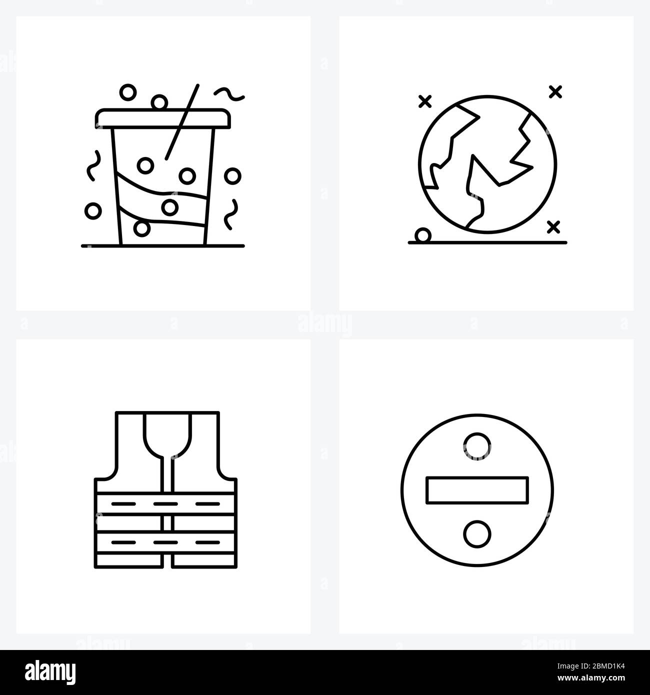 Set of 4 Simple Line Icons of soft, safety, party, science, math Vector ...
