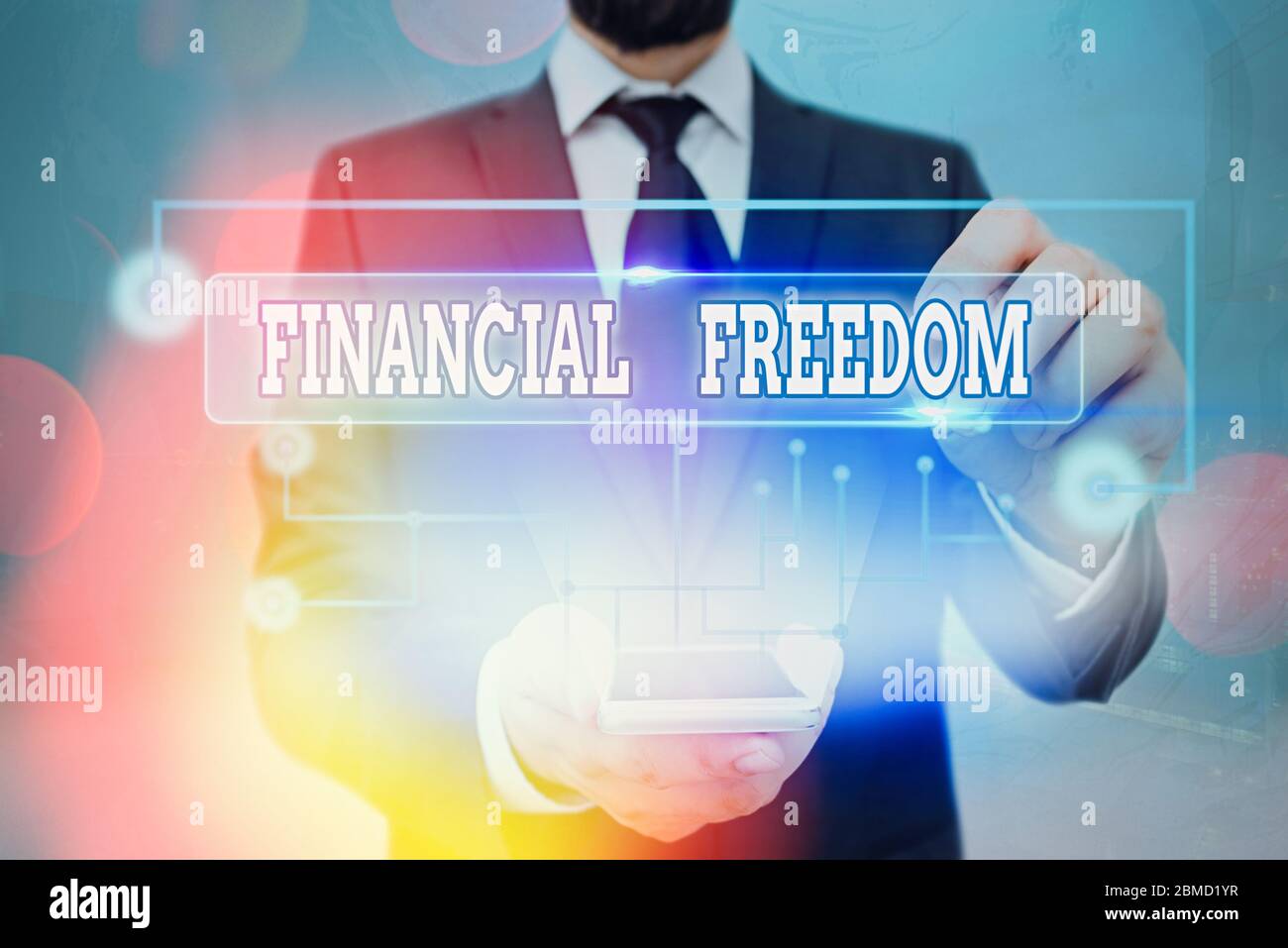 Text sign showing Financial Freedom. Business photo showcasing Having ...